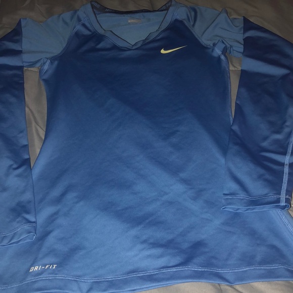 Nike | Tops | Nike Pro Long Sleeve Workout Shirt Light Blue | Poshmark